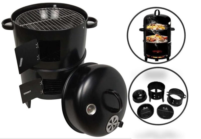 #PTN 3 in 1 Barrel Smoker BBQ Charcoal Smoker Barbecue Grill 3 Layers ...