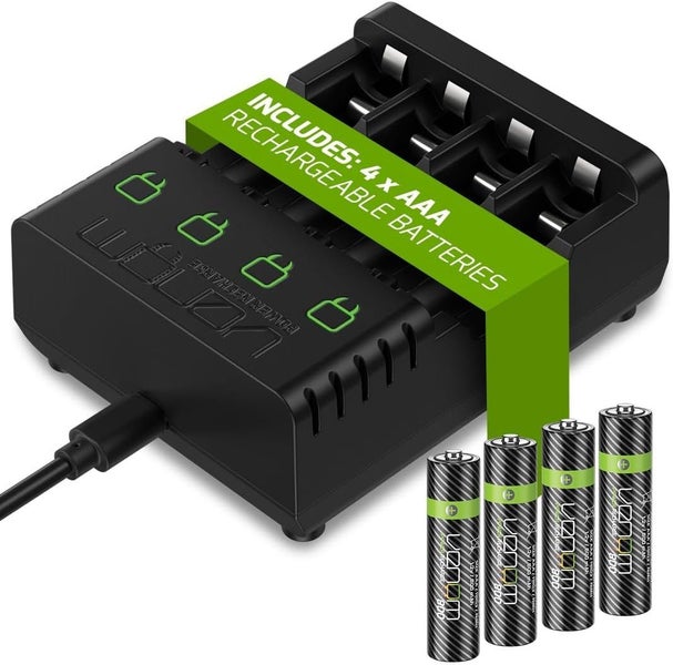 Rechargeable Battery Charging Dock plus 4 x AAA 800mAh Rechargeable ...