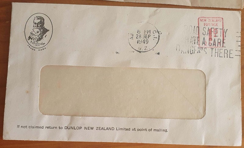 E784 COMERCIAL ENVELOPE X 5 ESP. PRINTED 1949 DUNLOP. RUBBER : BidBud