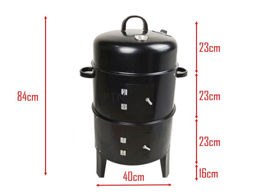 #PTN 3 in 1 Barrel Smoker BBQ Charcoal Smoker Barbecue Grill 3 Layers ...