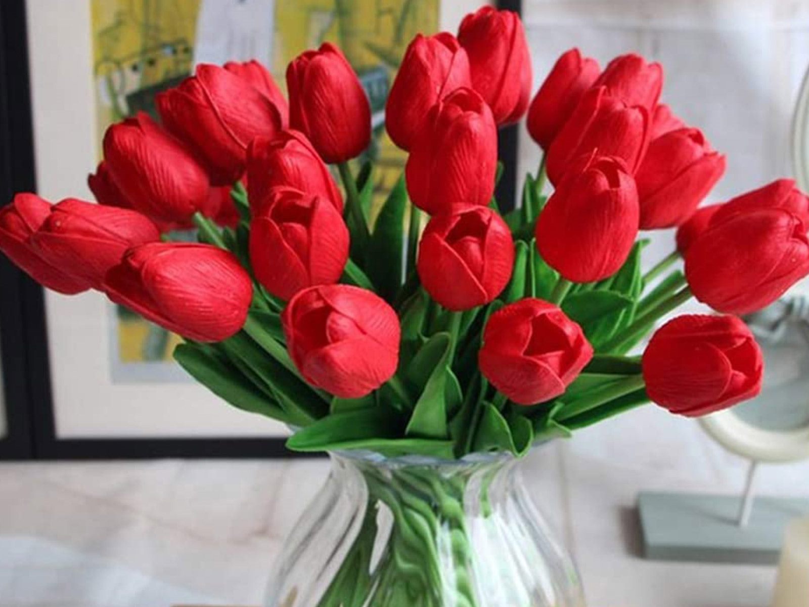 Artificial Tulip Flower Bouquet Home Office Wedding Decoration ...