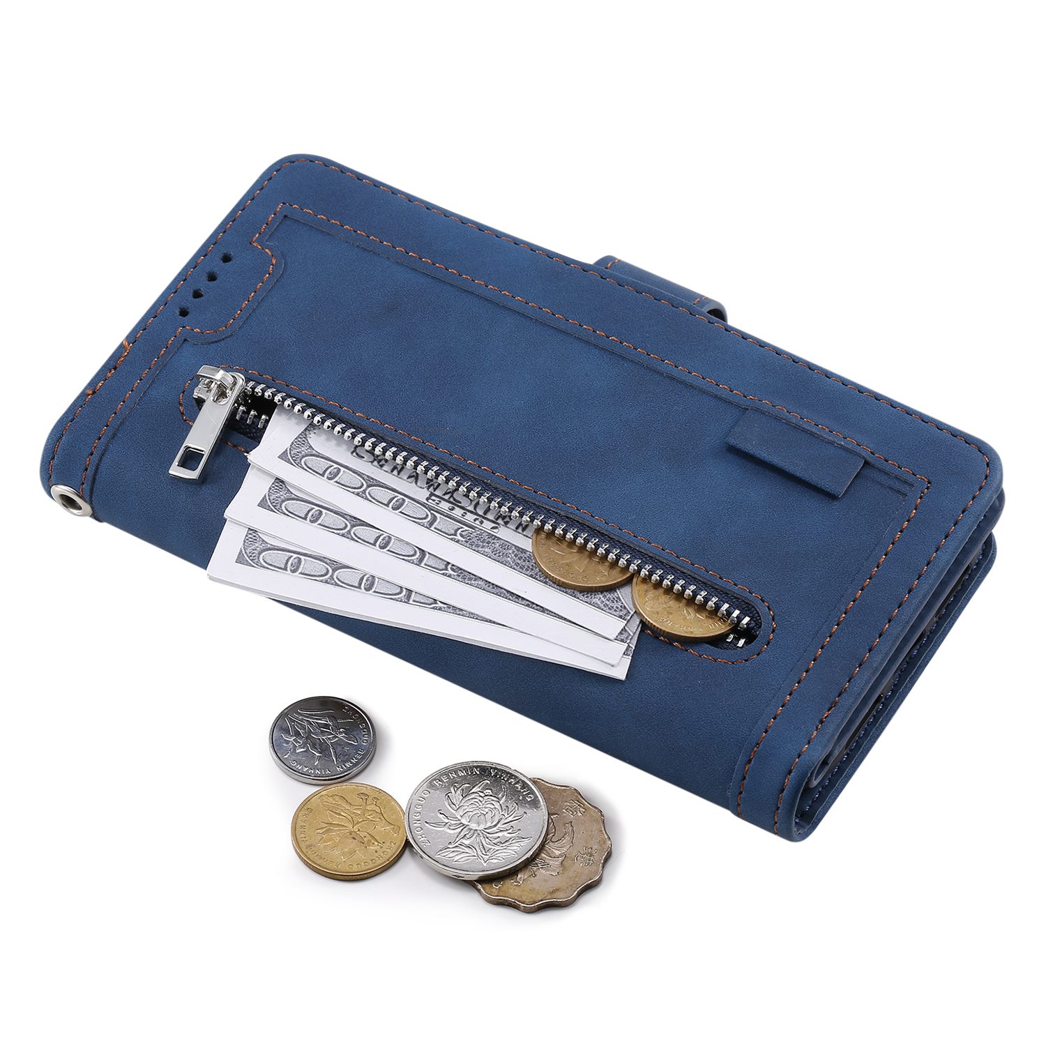 Xiaomi Mi 11i 5G all in one Suede wallet case front zip pocket lanyard ...