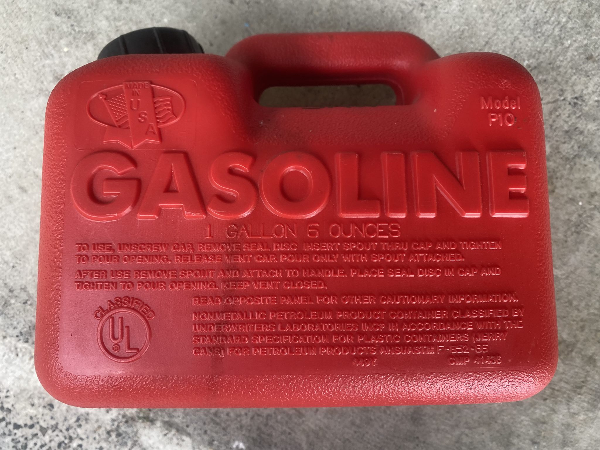 Quality USA Made 1 Gallon Petrol Can : BidBud