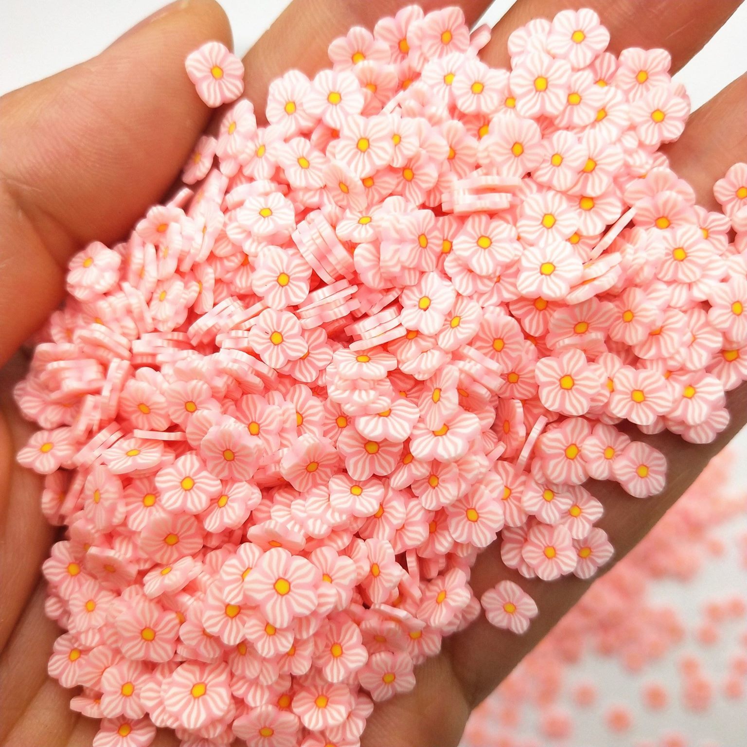 20g Pink Daisy Flower Polymer Clay Colorful for DIY Crafts Tiny Cute ...