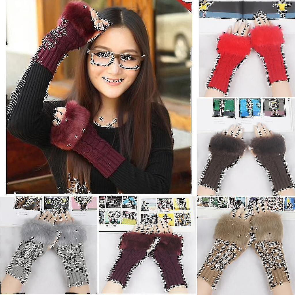 Hot Women Faux Rabbit Fur Hand Wrist Winter Warmer Fingerless Long Hot Women Faux Rabbit Fur Hand Wrist Winter Warmer Fingerless Long