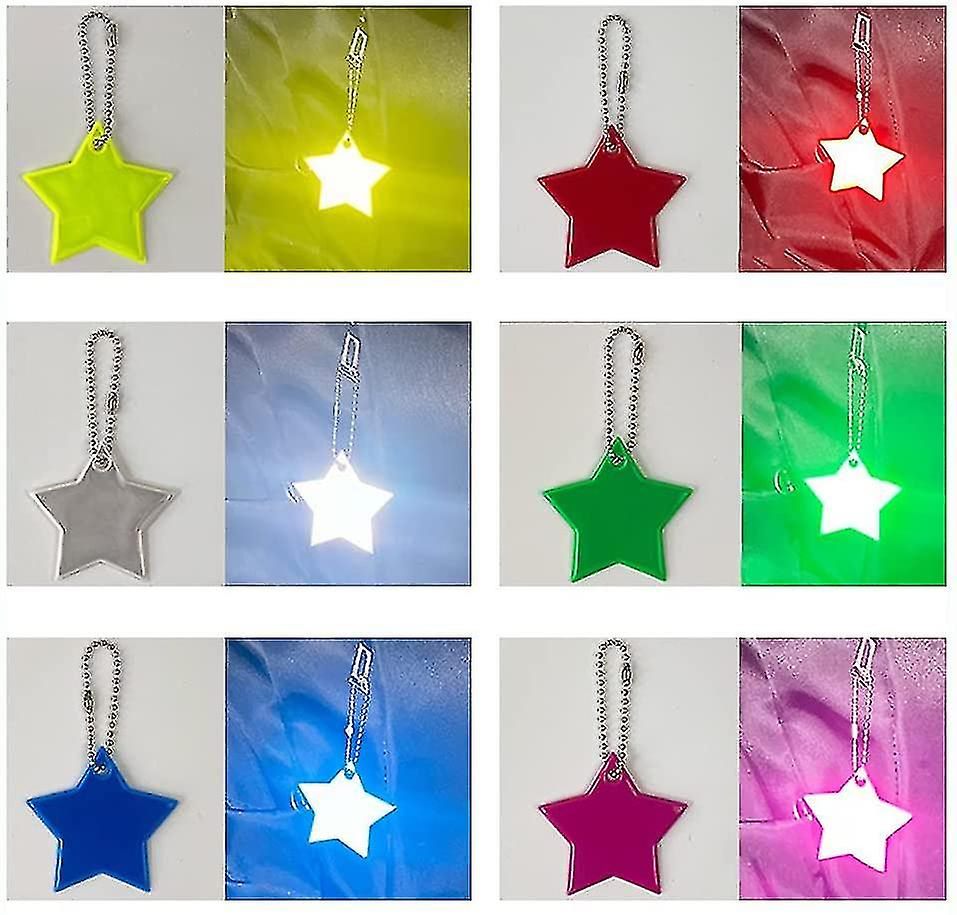 Starlight-12pcs Reflective Pendant, Stars Reflective Key Chains With ...