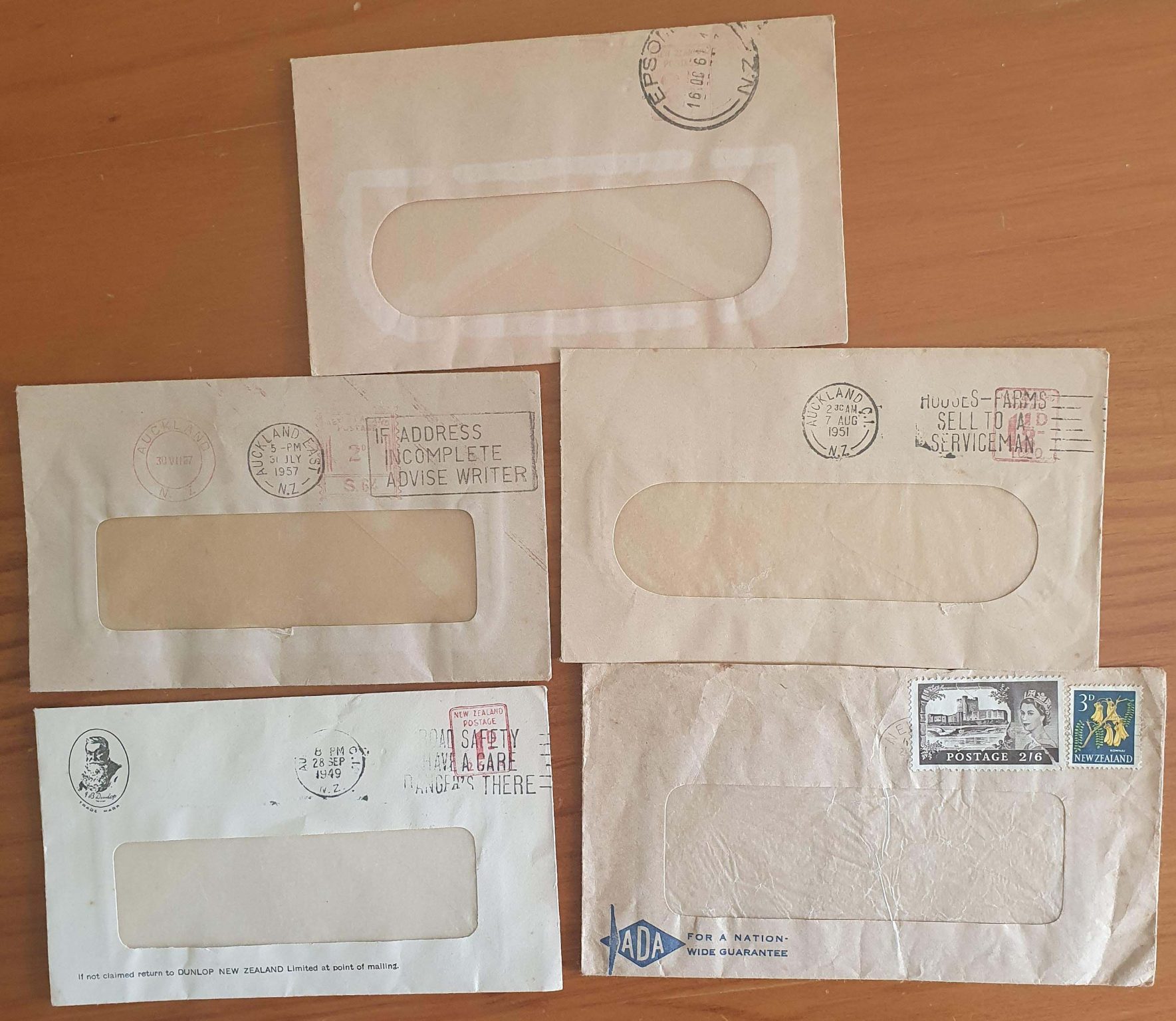 E784 COMERCIAL ENVELOPE X 5 ESP. PRINTED 1949 DUNLOP. RUBBER : BidBud