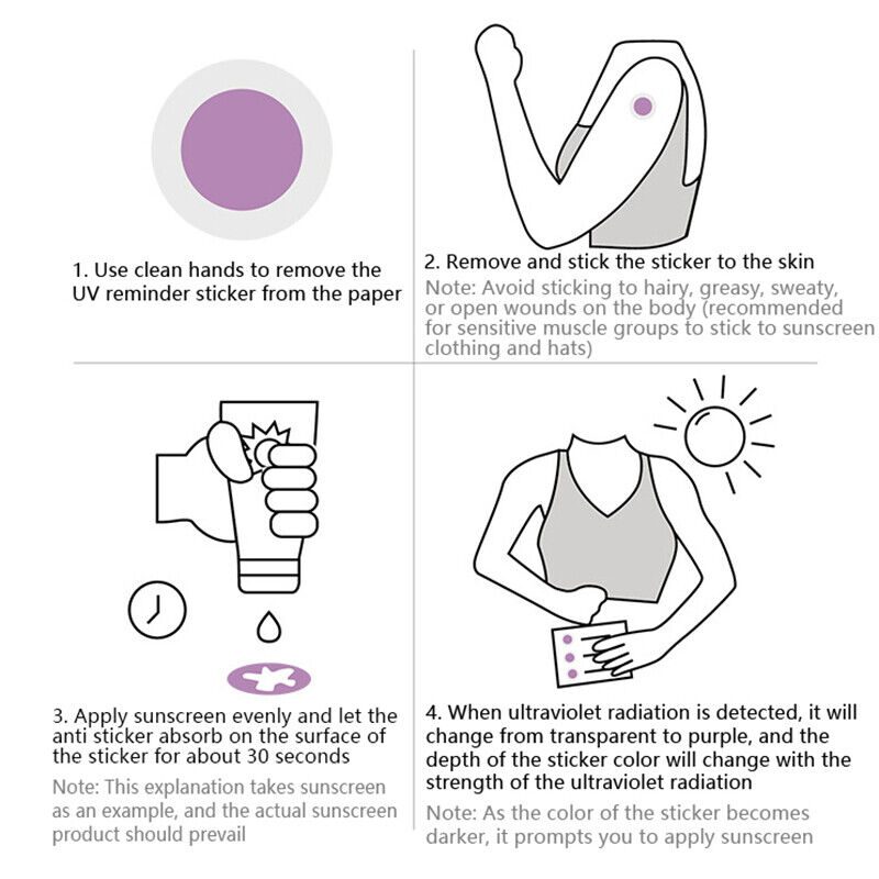 12pcs Stickers For Sunscreen UV Detecting Patch Ultraviolet Intensity ...