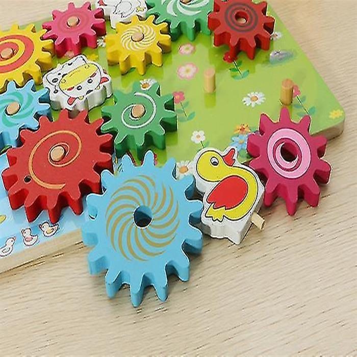 Kids Wooden Animal Gears 3D Block Building Blocks Materials Toys ...