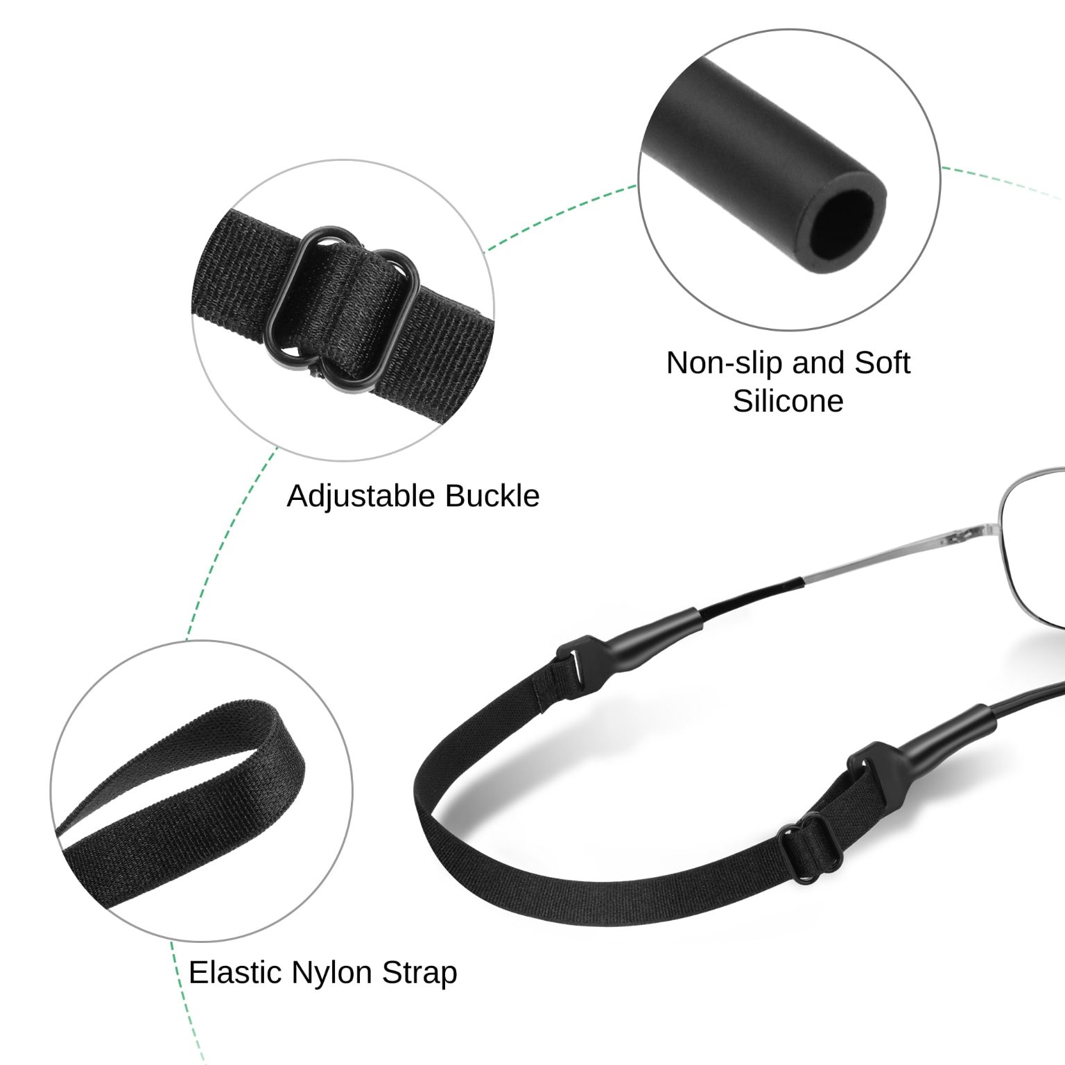 10pcs Adjustable Glasses Straps, 13'' Unisex Anti-Slip Nylon No Tail ...