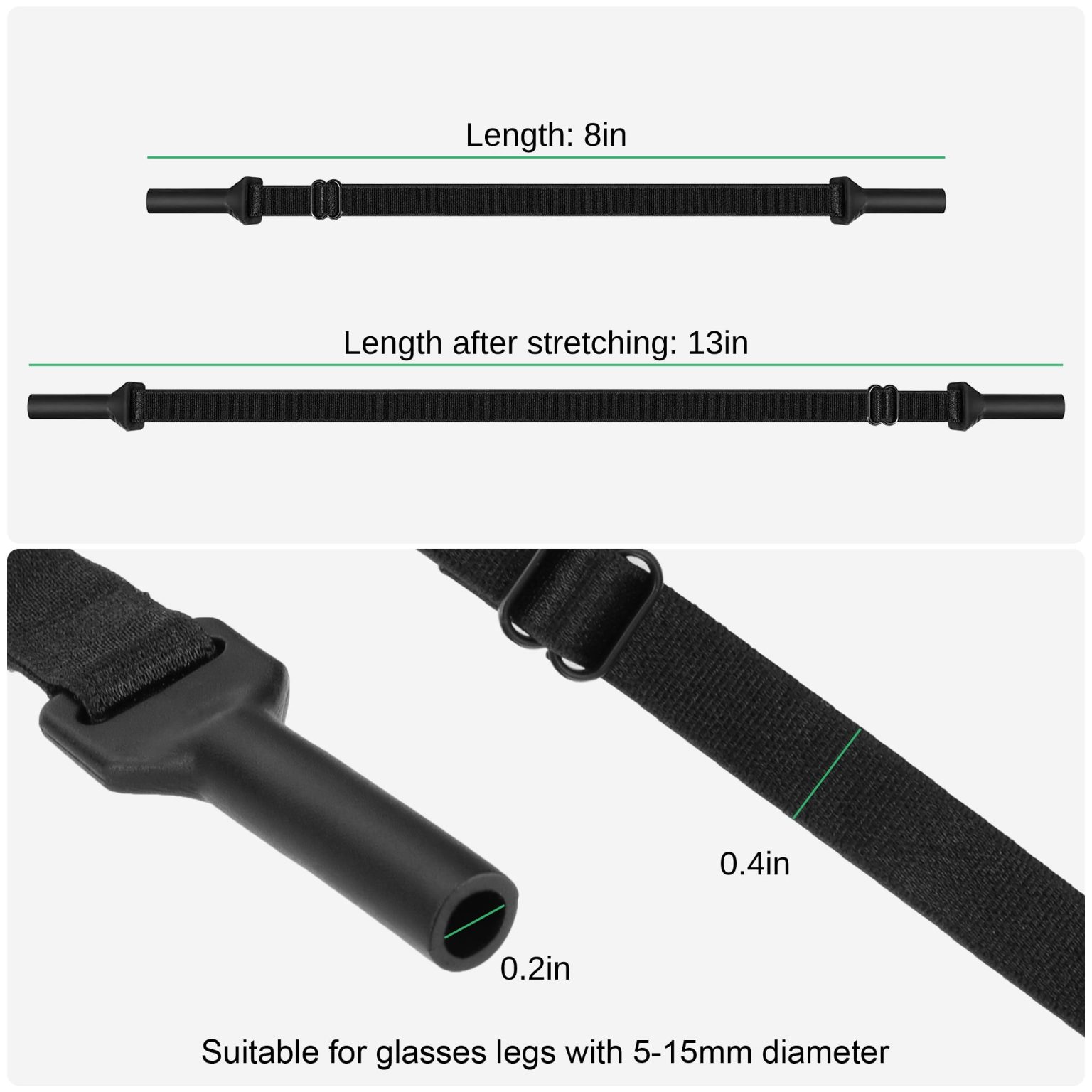 10pcs Adjustable Glasses Straps, 13'' Unisex Anti-Slip Nylon No Tail ...