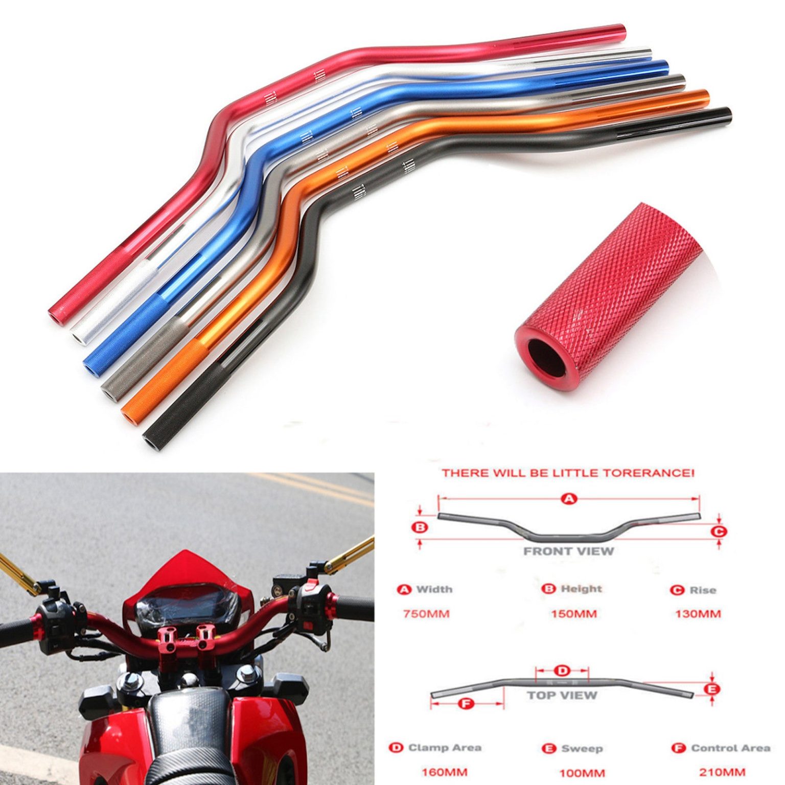 22mm 7/8" Mid Motorcycle Motorbike Handlebars Drag Bar For Honda Yamaha ...