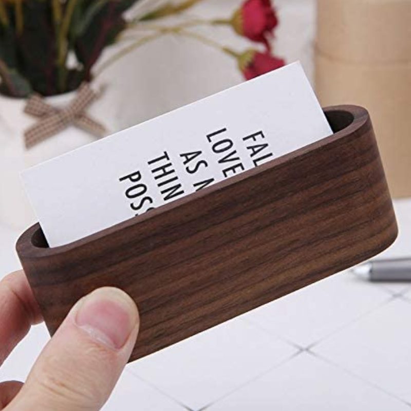 Natural Wooden Business Card Holders Note Display Stand Desk Organizer ...