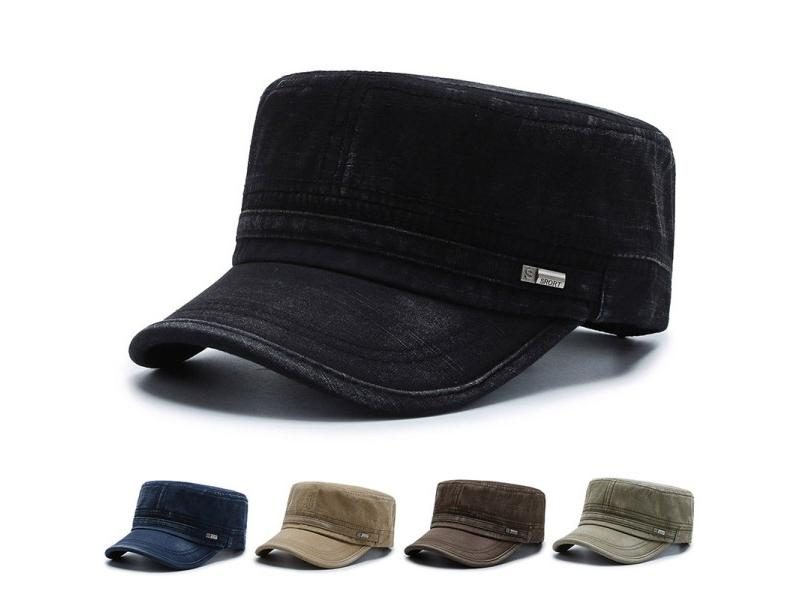 1PC New Men Vintage Army Denim Baseball Cap Flat Top Cotton Cadet Hat ...