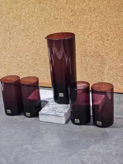 Midcentury Eisch of Germany. Glass Set Carafe & Jars Minimalist Purple ...