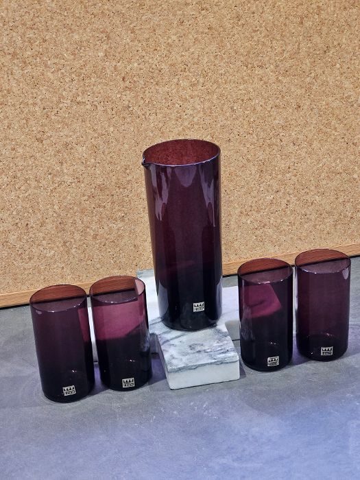 Midcentury Eisch of Germany. Glass Set Carafe & Jars Minimalist Purple ...