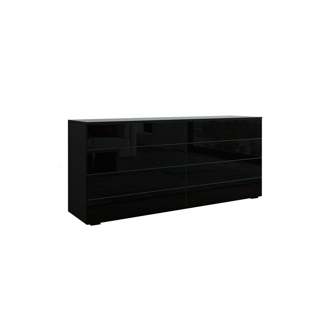 8 Drawer Cabinet Chest of Drawers Storage Furniture Black High Gloss ...