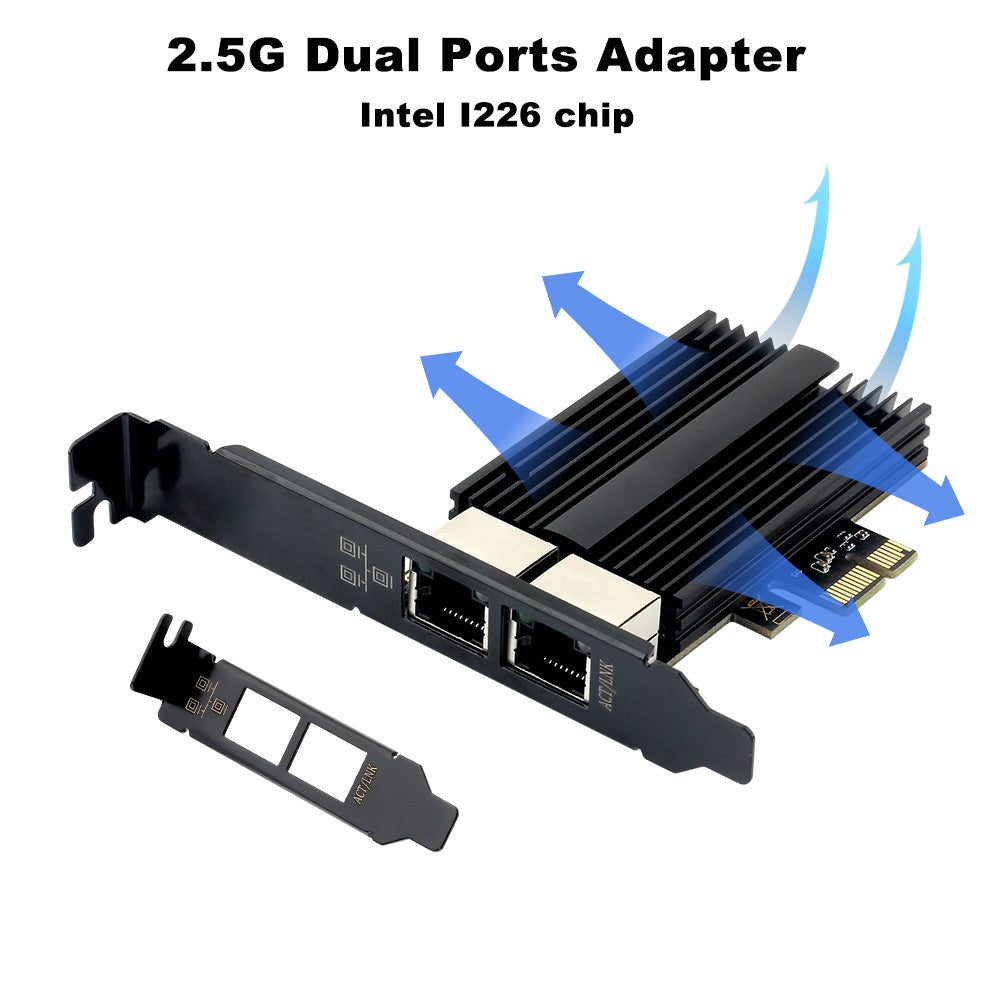 2500Mbps Pcie To RJ45 Intel I226 2.5G Gigabit Ethernet Dual Ports 100 ...