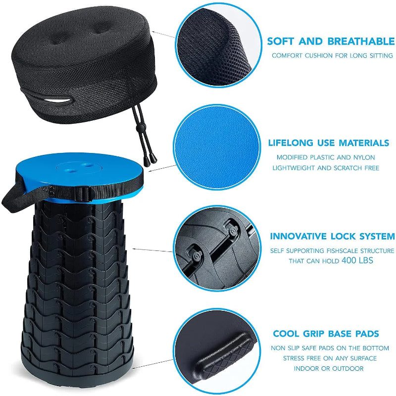 Black And Red Splicing Colour Portable Outdoor Telescopic Folding Stool ...